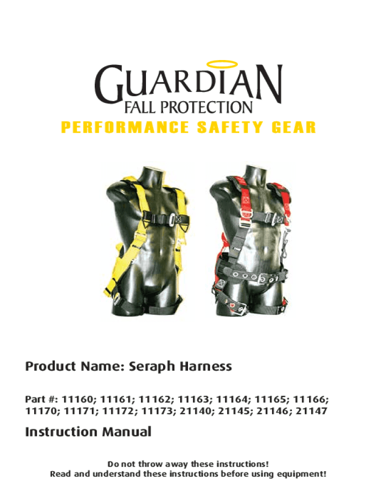 Fillable Online Guardian 11161 Seraph Full Body Harness - Peak Supply ...