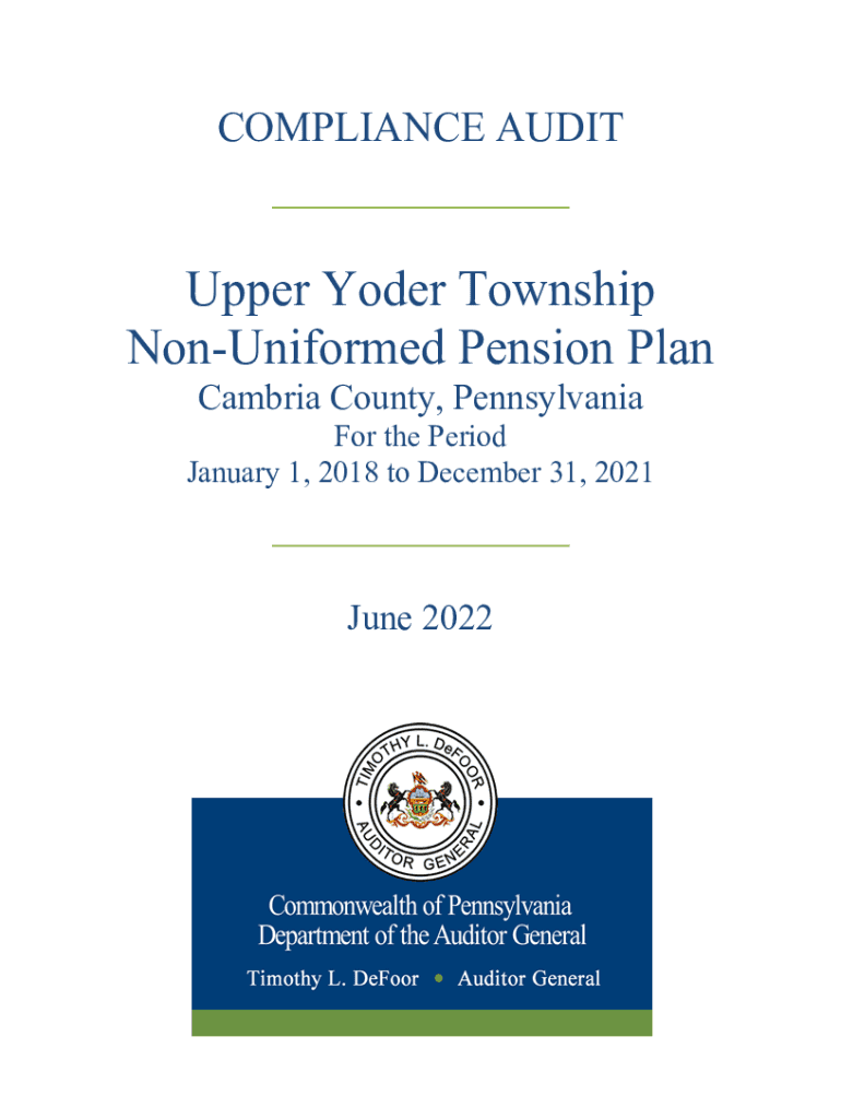 Fillable Online Upper Yoder Township Non-Uniformed Pension Plan ...