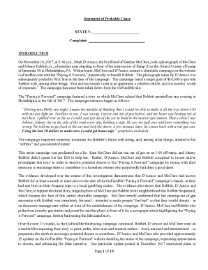 Fillable Online Page 1 of 10 Statement of Probable Cause STATE V. Fax Email Print - pdfFiller