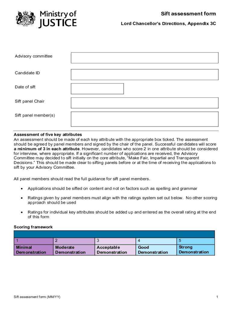 Fillable Online Appendix 3c Sift Assessment Form Appendix 3c Sift