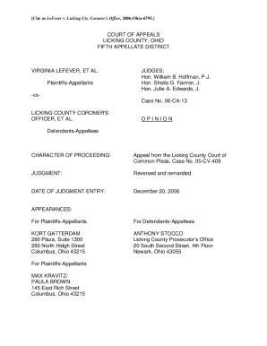 Fillable Online LeFever v. Licking Cty. Coroner's Office Fax Email ...