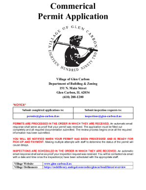 Fillable Online Commercial Permit Application - Glen Carbon, IL Fax ...