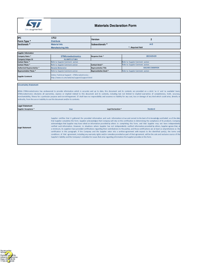 Fillable Online Material Composition Declaration - IPC 1752 - Fill and ...