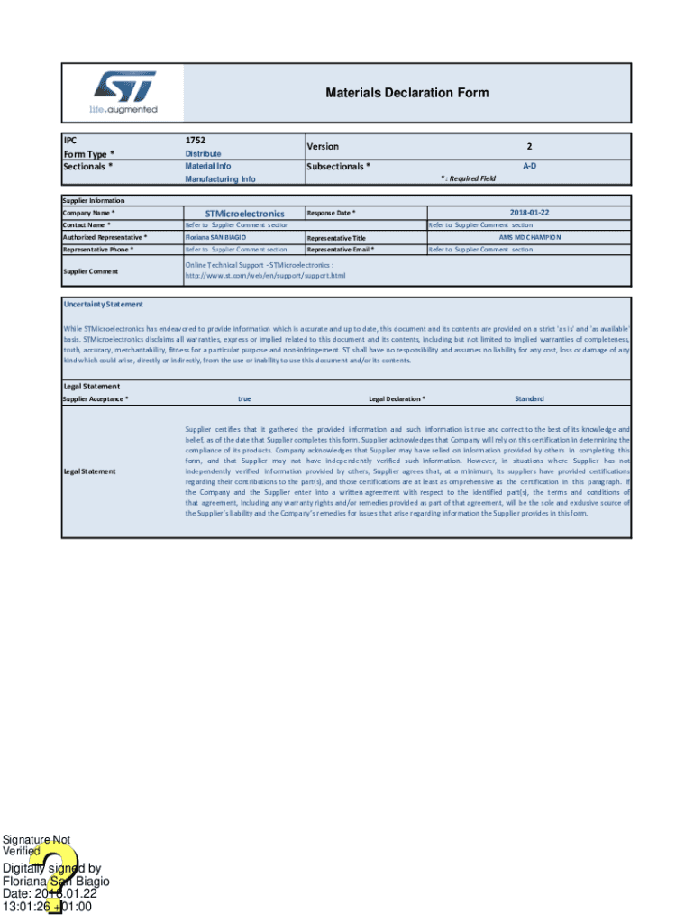 Fillable Online Material Composition Declaration - IPC 1752 - Fill and ...