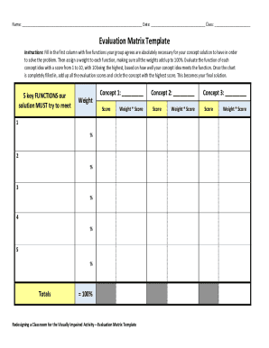 Fillable Online Evaluation Matrix Template - Teach Engineering Fax ...