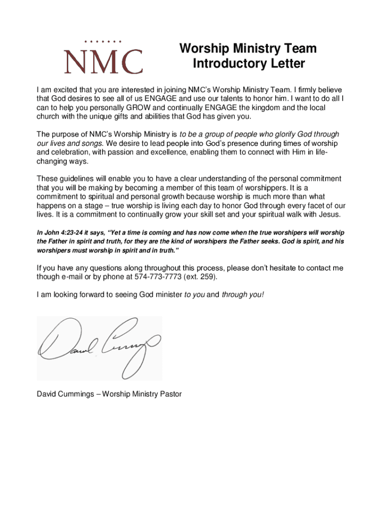 Fillable Online A Letter to the Worship Team - The Odyssey Online Fax Email Print - pdfFiller