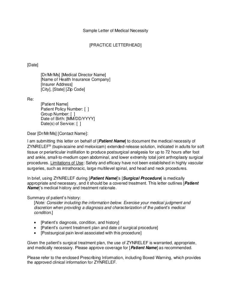 Fillable Online Sample Letter of Medical Necessity - MedBenSample ...