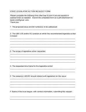 Fillable Online State Legislative Action Request Form.pages Fax Email ...