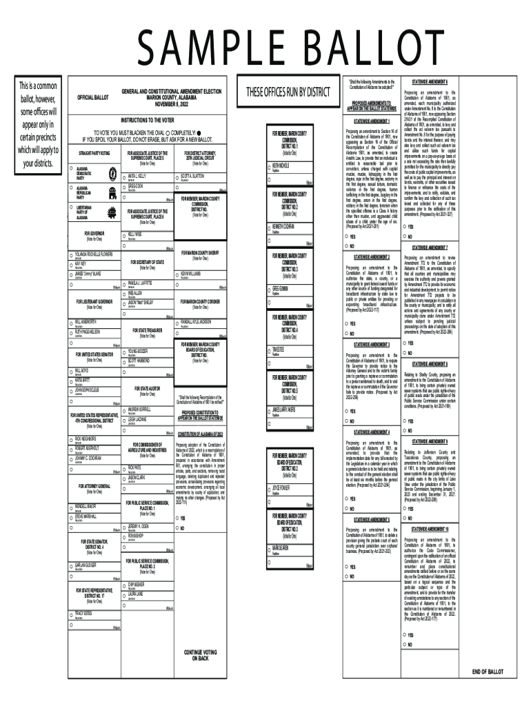 Fillable Online Marion County Sample Ballot (Indiana) - Ballotpedia Fax ...