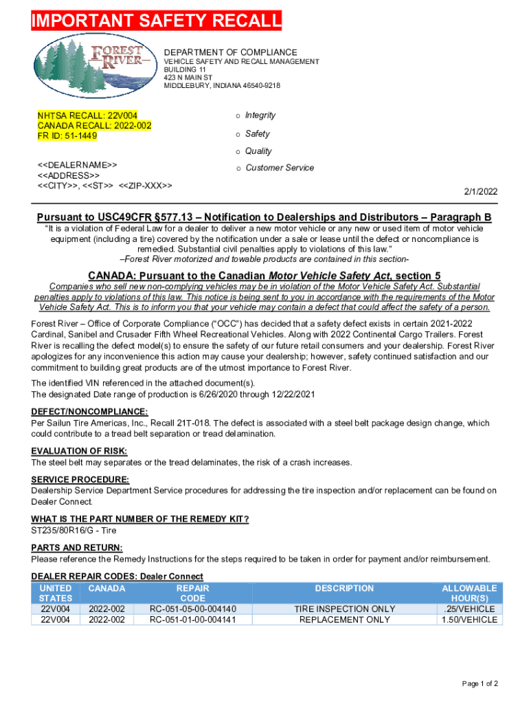 Fillable Online Check for Recalls: Vehicle, Car Seat, Tire ...