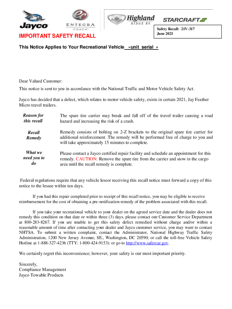 Odirclsafety Recall 21v 317 Important Safety Recall June 2021