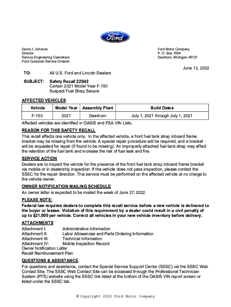 Fillable Online 22S42 - Dealer Bulletin.docx Fax Email Print - pdfFiller