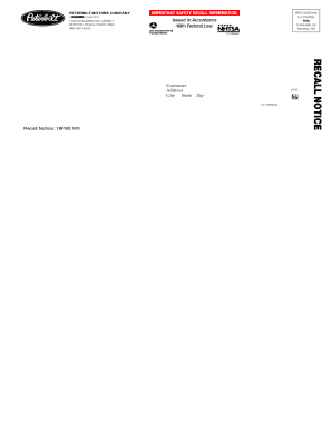 Fillable Online RECALL NOTICE - NHTSA Fax Email Print - pdfFiller