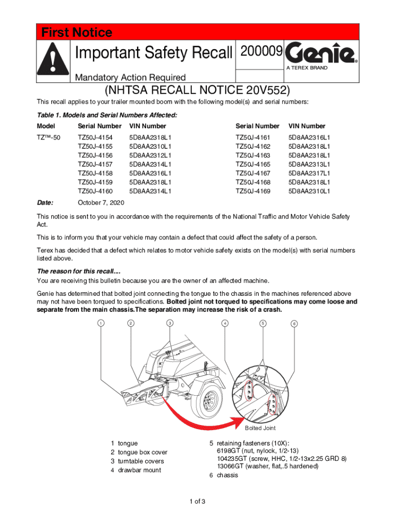Fillable Online Mandatory Action Required (NHTSA RECALL NOTICE 20V552 ...