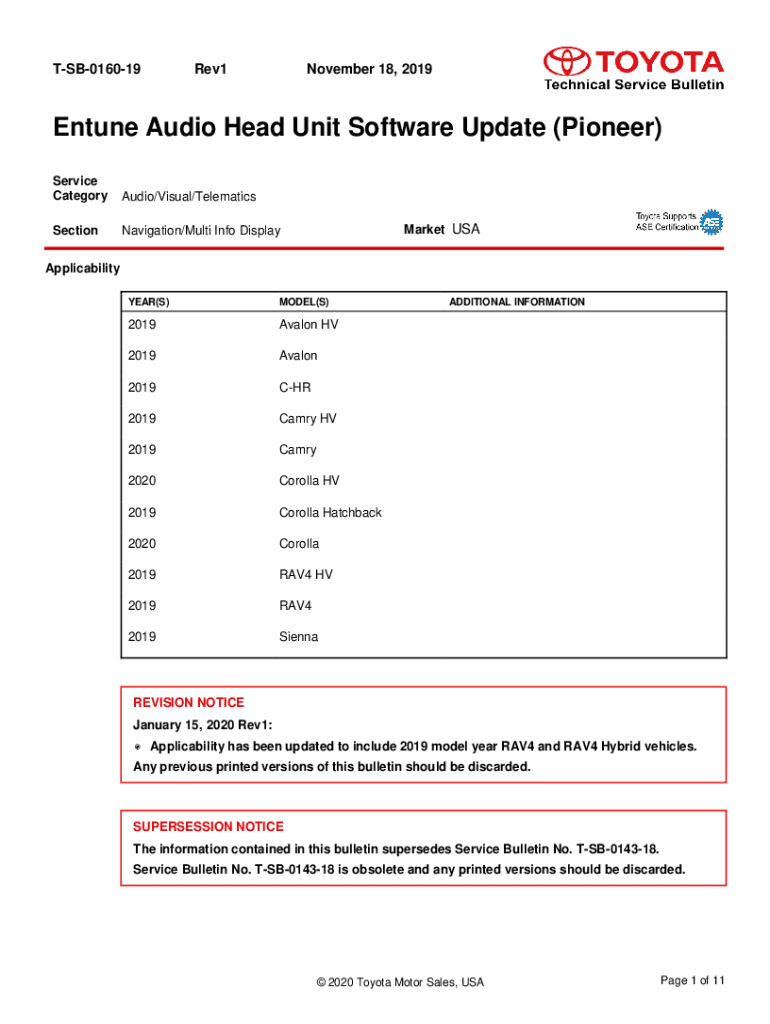Fillable Online Entune Audio Head Unit Software Update (Pioneer ...