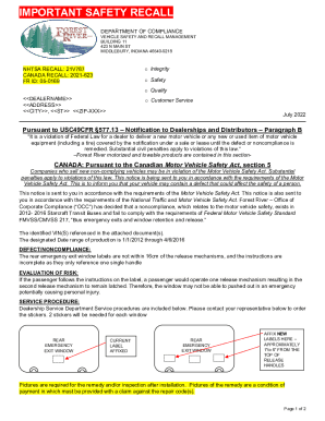 Fillable Online static.nhtsa.gov odi rclSafety Recall Campaign 0177 XL ...