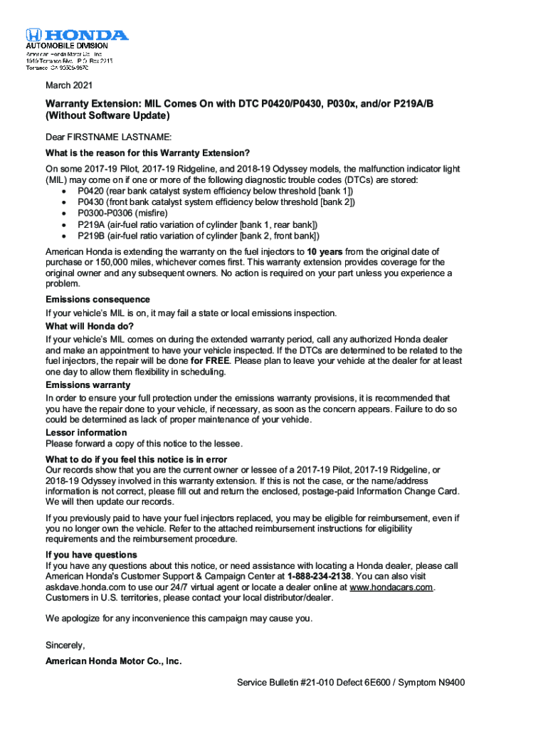 Fillable Online MIL Comes On with DTC P0420/P0430, P030x, and/or P219A ...