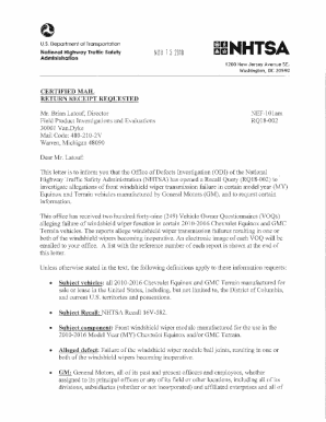 Fillable Online National Highway Traffic Safety NHTSA Fax Email Print - pdfFiller