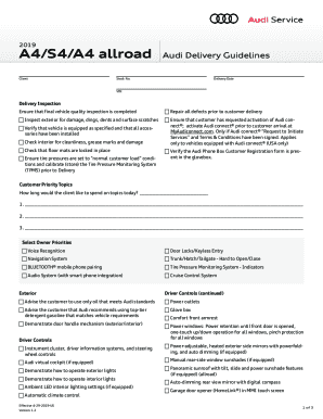 Fillable Online A4/S4/A4 allroad Audi Delivery Guidelines - static ...