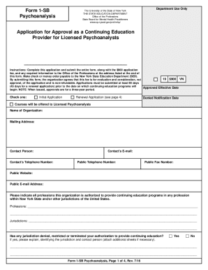 Fillable Online Psychoanalysis Form 1-SB. Application for Approval as a Continuing Education ...