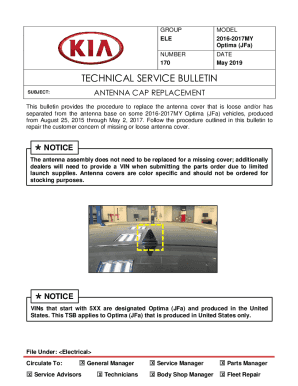 Fillable Online ELE 170 Kia Technical Service Bulletin - tsbsearch.com ...