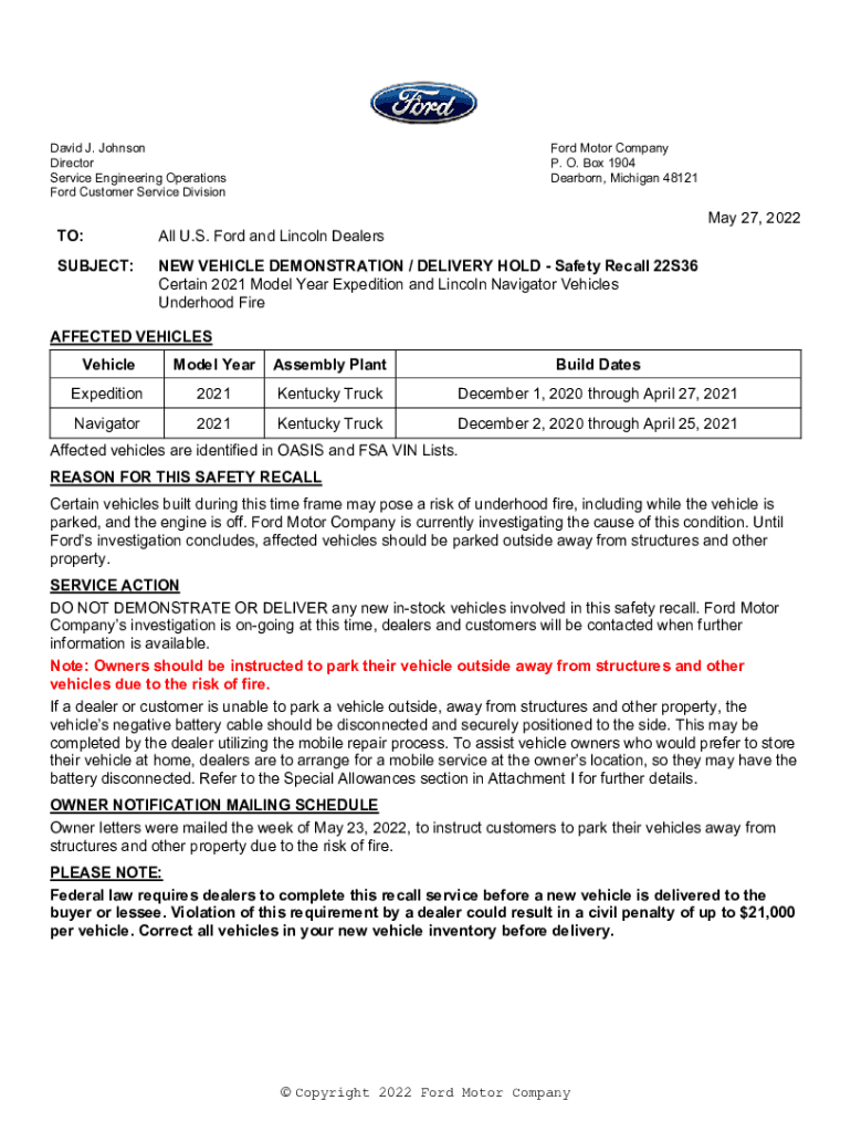 Fillable Online 22S36 Full Dealer Bulletin FINAL.docx Fax Email Print ...