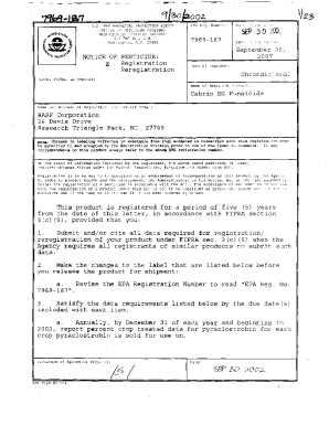 Fillable Online U.S. EPA, Pesticide Product Label, CABRIO EG FUNGICIDE ...