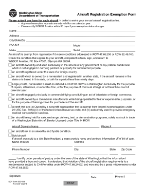 Fillable Online wsdot wa DOT Form 900-044 Aircraft Registration ...
