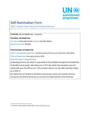 Fillable Online Self-Nomination Form - United Nations Environment ...