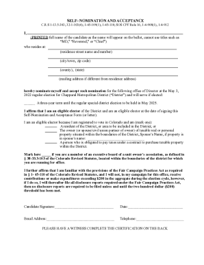 Fillable Online Fillable Online Self- nomination and acceptance ...