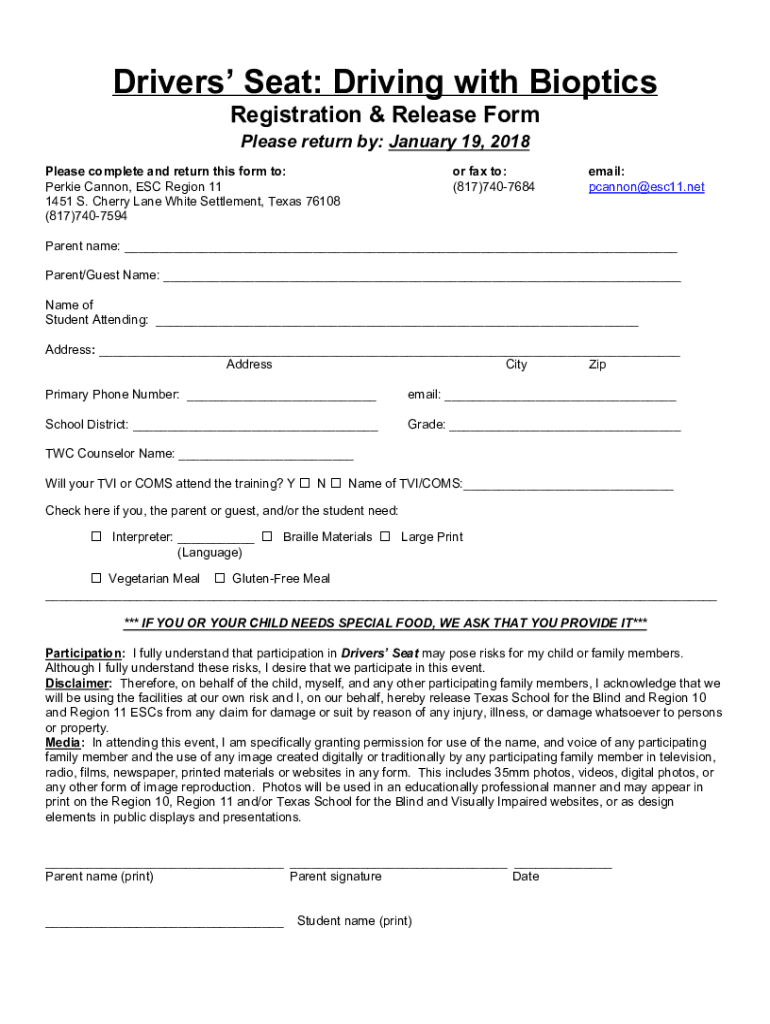 Fillable Online Drivers Seat: Driving with Bioptics - Region 10 Website Fax Email Print - pdfFiller