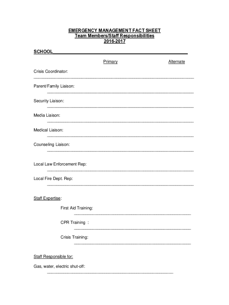 Fillable Online EMERGENCY MANAGEMENT FACT SHEET Fax Email Print - pdfFiller
