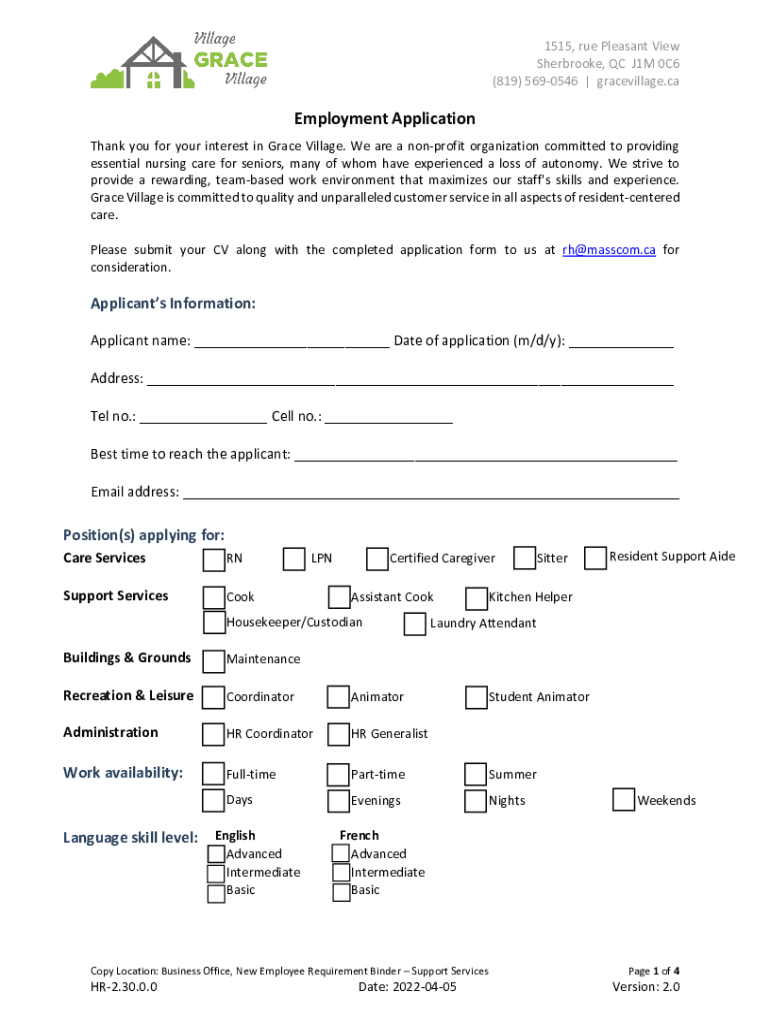 Fillable Online Demande d'emplo Employment Application form - fillable Fax Email Print - pdfFiller