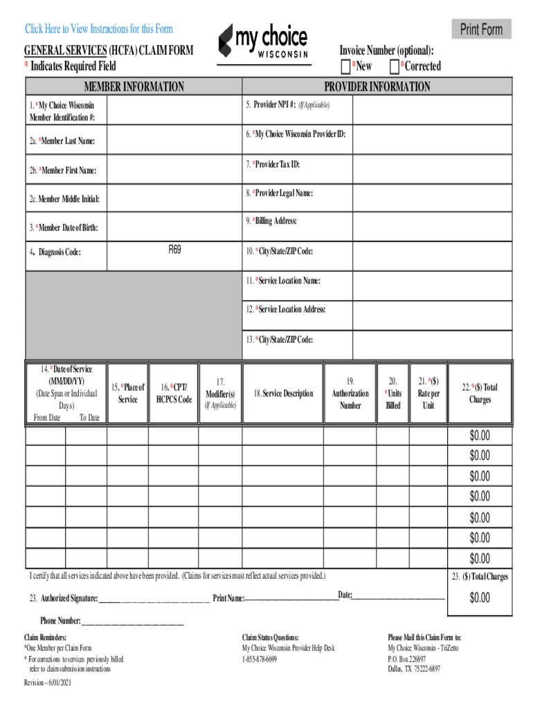 Fillable Online Hcfa 1500 Form - Fill Out and Sign Printable PDF ...