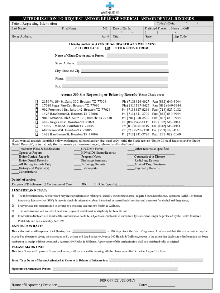 Fillable Online Free Medical Records Release Authorization Forms (HIPAA ...