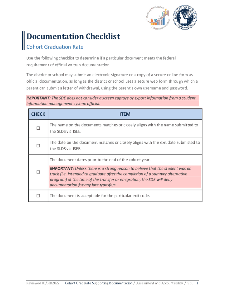 Fillable Online Fillable Online Cohort Graduation Rate Supporting ...