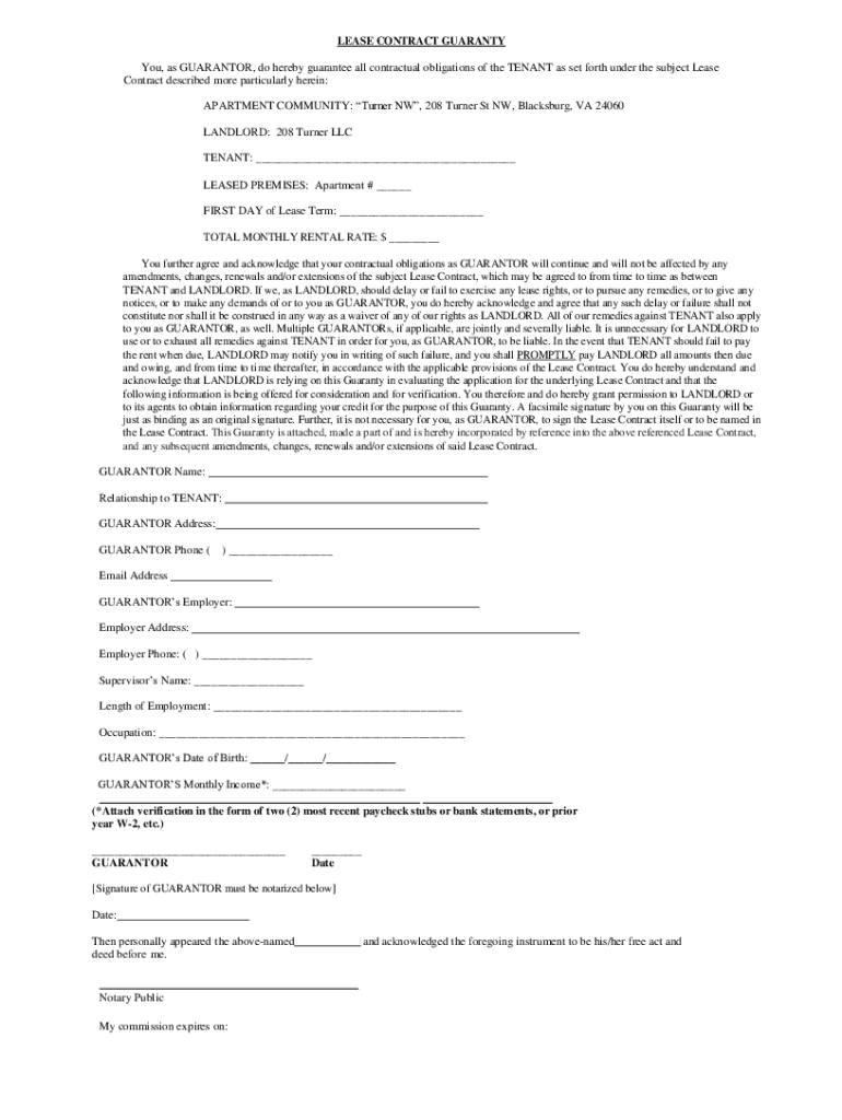 Fillable Online Guaranty of Lease Agreement Sample ClausesLaw Insider Fax Email Print - pdfFiller
