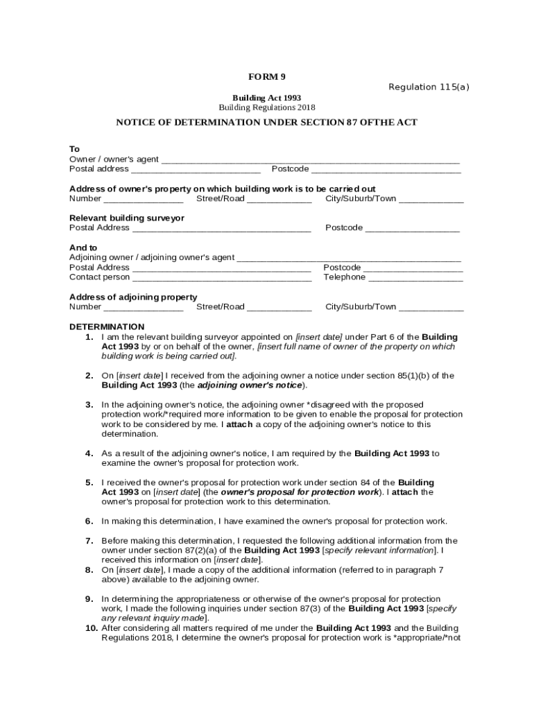 9 NOTICE OF DETERMINATION UNDER SECTION 87 OF THE ACT Doc Template ...