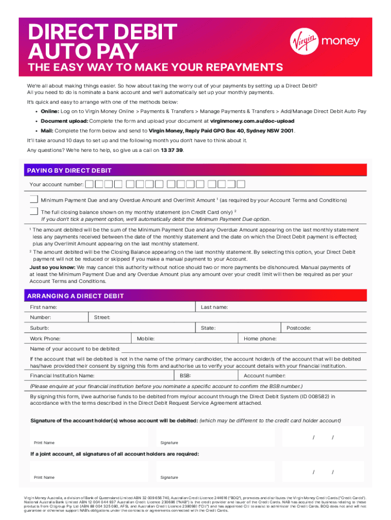 Fillable Online Direct Debit Request. The easy way to make your ...