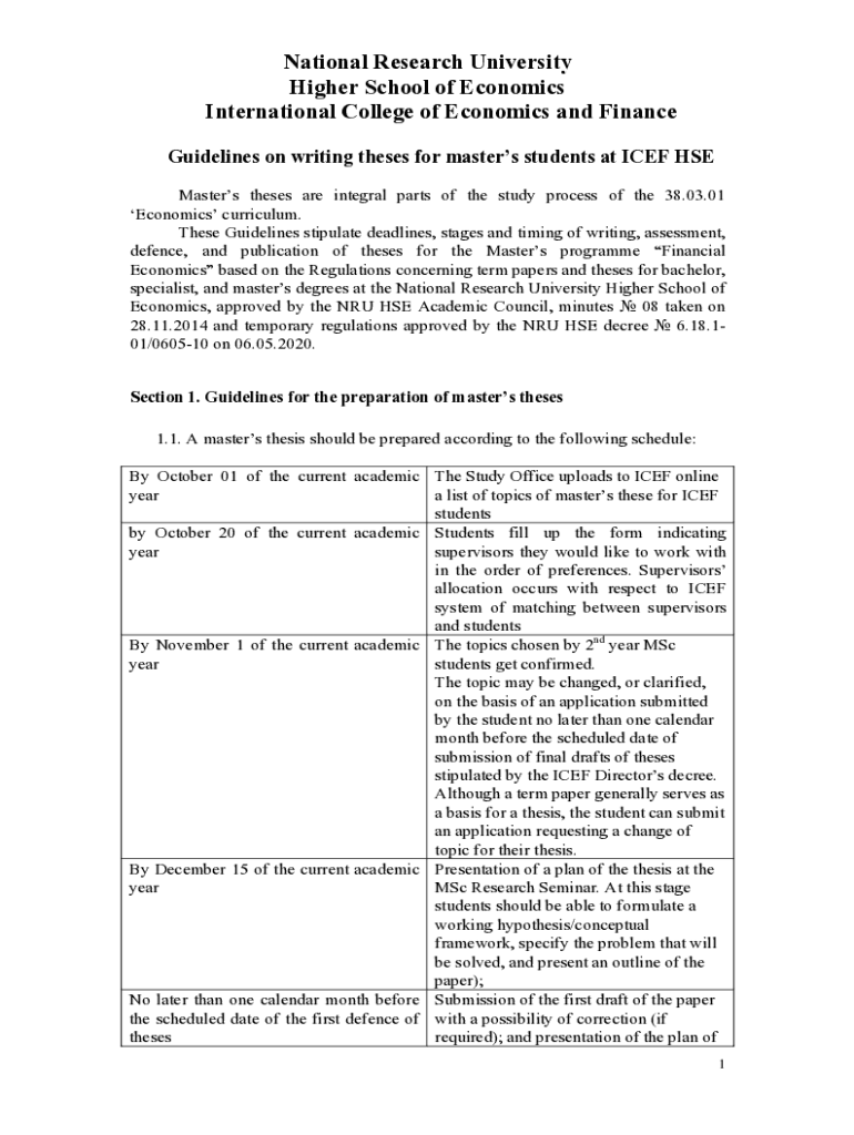 Fillable Online Guidelines on writing diploma papers of ICEF HSE MSC students (english forms ...