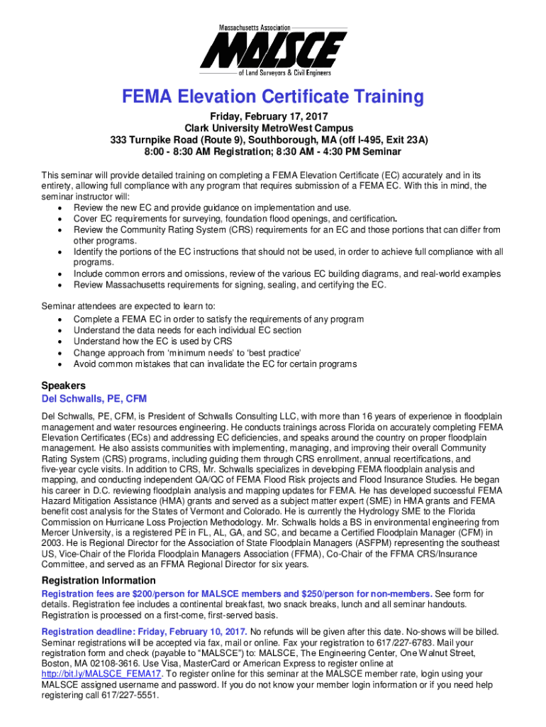Fillable Online FEMA Elevation Certificate Training - files.engineers.org Fax Email Print ...