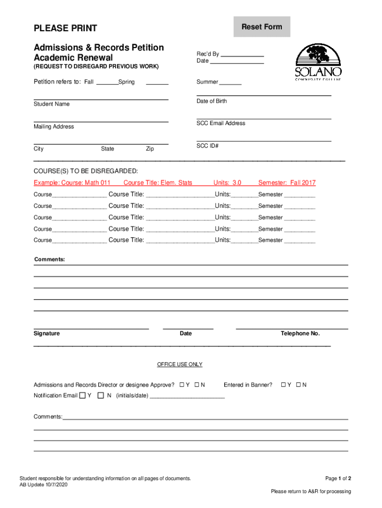 Fillable Online Fill - Free fillable PLEASE PRINT Admissions and ...