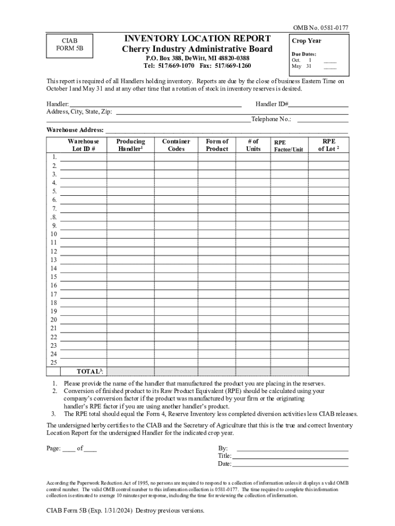 Fillable Online Fillable Online ams usda Inventory Location Report ...