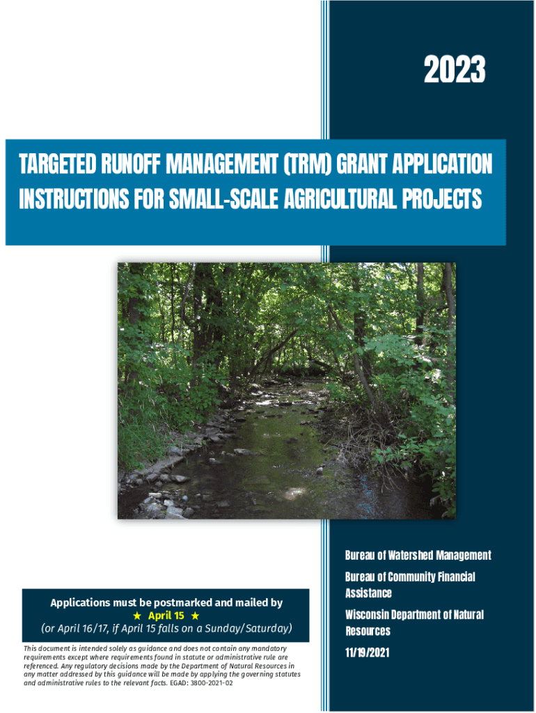 Fillable Online dnr wi Targeted Runoff Management TRM Grant Application Instructions for Small ...