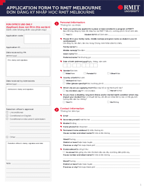 Fillable Online App Form to RMIT Melbourne. Updated Aug 22 Fax Email ...