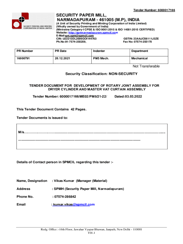 Fillable Online SECURITY PAPER MILL, NARMADAPURAM - Spmcil Fax Email ...