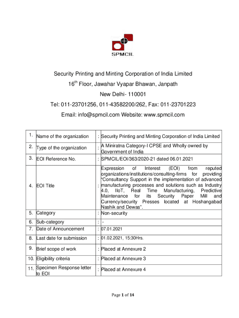 Fillable Online Draft EOI Industry 4 0 WM Fax Email Print - pdfFiller