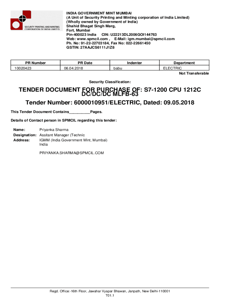 Fillable Online Tender Document for purchase of: S7-1200 CPU 1212C DC ... Fax Email Print ...