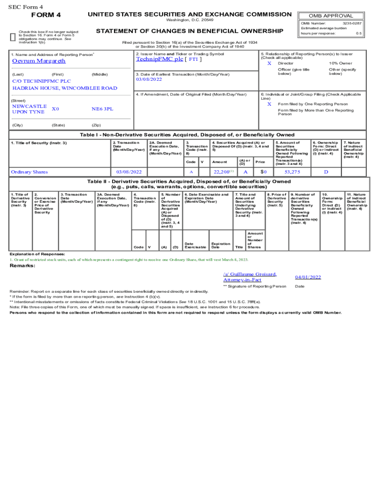 Fillable Online FORM 4 - SECSEC Form 4: Statement of Changes in ...