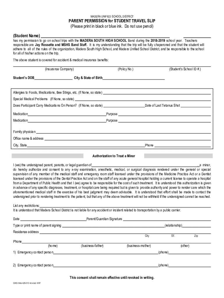 Fillable Online 35 Free Permission Slip Templates (Examples ...